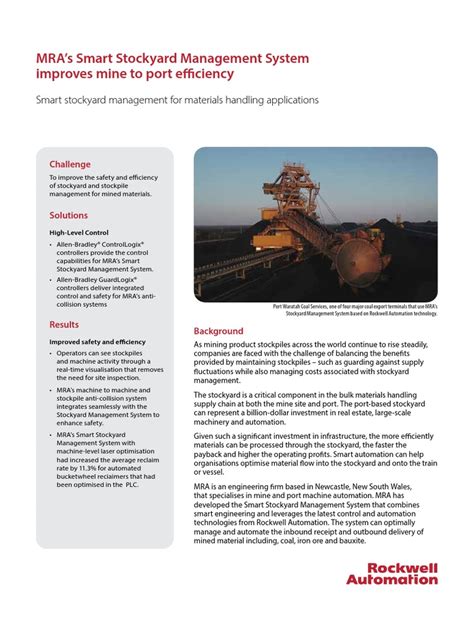 Rockwell Automation Showcase Mras Smart Stockyard Management System