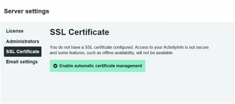 Automated SSL Configuration ActivityInfo Information Management Software For M E Reporting
