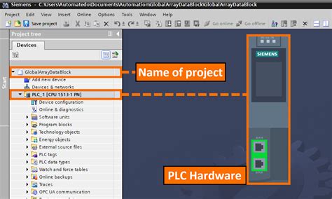 Using a Global Array Data Block in Siemens S7-1500 PLC