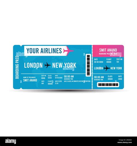 realistic airline ticket design with passenger name vector