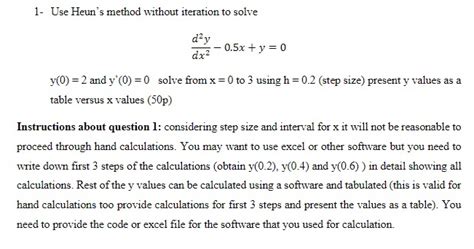 solved 1 use heun s method without iteration to solve day
