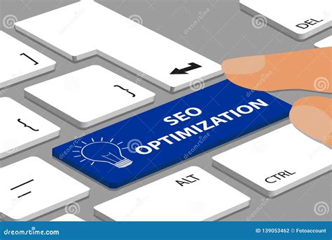 Keyboard With Blue Seo Optimization Button Computer Or Laptop With