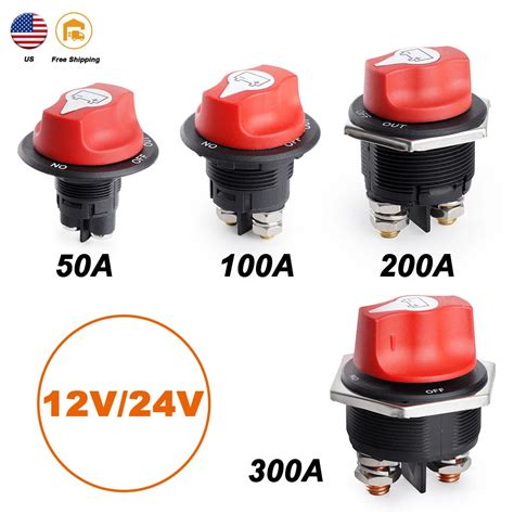 50a 100a 200a 300a Dc 12v 자동차 랠리 배터리 스위치 차단 전원 아이솔레이터 차단 스위치 키트 트럭 자동차 오토바이 보트용자동차 스위치 및 릴레이