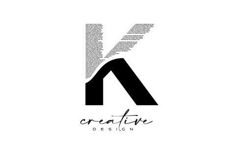 K Letter Logo Design With Creative Letter K Made Of Black Text Font