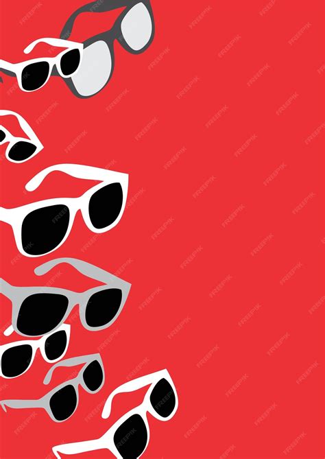 선글라스와 공간을 채울 수 있는 빨간 배경 프리미엄 벡터