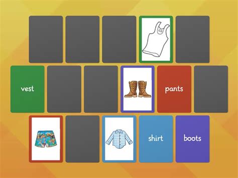 Memory Game Clothes Matching Pairs