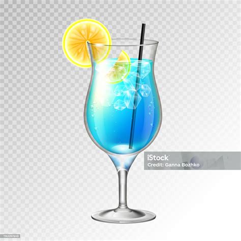 투명 한 배경에 현실적인 칵테일 블루 라군 유리 벡터 일러스트 레이 션 블루 하와이에 대한 스톡 벡터 아트 및 기타 이미지 블루 하와이 칵테일 벡터 Istock