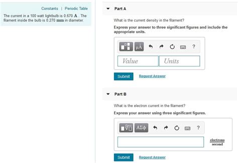 Solved Constants Periodic Table Parta The Current In A 100