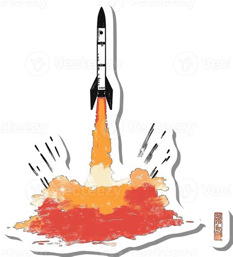 Rocket Launching Through Fiery Exhaust Plume 55492327 Png