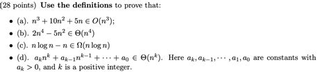 Solved Use The Definitions To Prove That A N 3 10n 2 Chegg Com