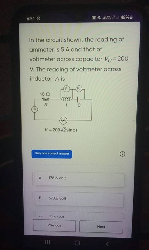 In The Circuit Shown The Reading Of Ammeter Is 5 A And That Of Voltmeter