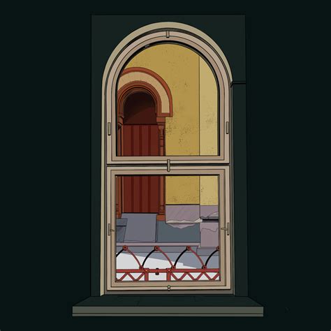 Beautiful Butterfly Passing Arched Window Animated Loop By Illustrator Janelle Barone Window