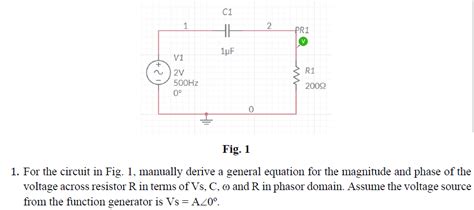 Solved Part AC Circuit AnalysisFig For The Chegg