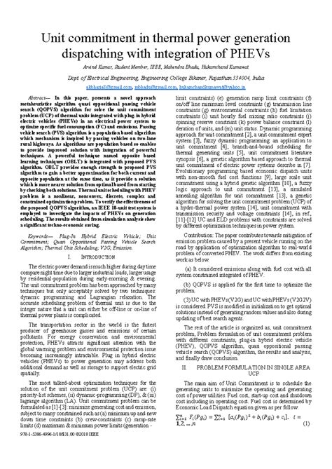 unit commitment in thermal power generation dispatching with