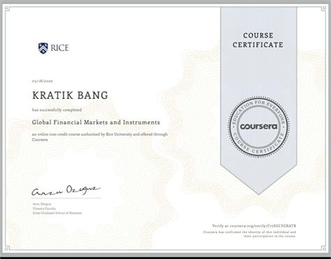 Kratik Bang On Linkedin Financialmarkets Financeandeconomy Coursera