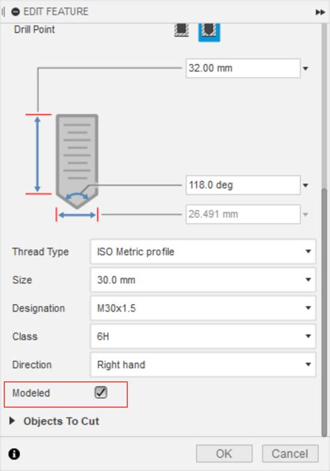 fusion help threads do not show up in an exported step stl file from