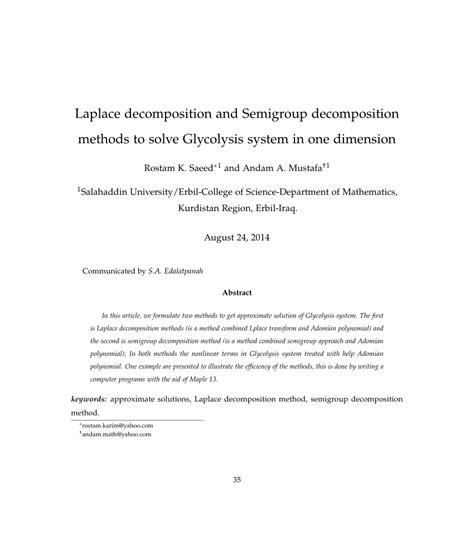 Pdf Laplace Decomposition And Semigroup Decomposition Methods To