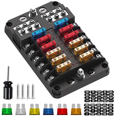 Buy Marine Fuse Block 12v Fuse Box 12way Boat Fuse Panel 12v Power Distribution Block With Led