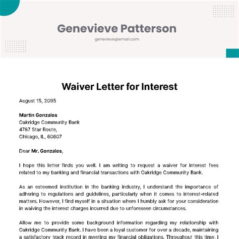 Free Waiver Letter For Interest Template To Edit Online