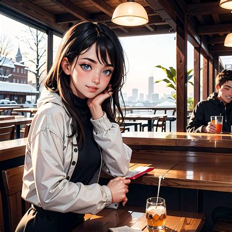 Premium Ai Image Portrait Of A Girl In A Restaurant
