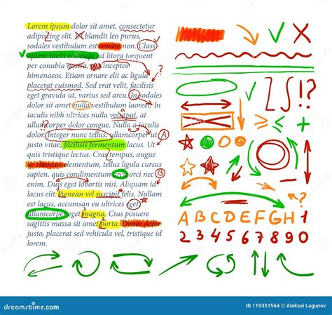 Vector Correction Marks Set Colorful Design Elements Stock Vector