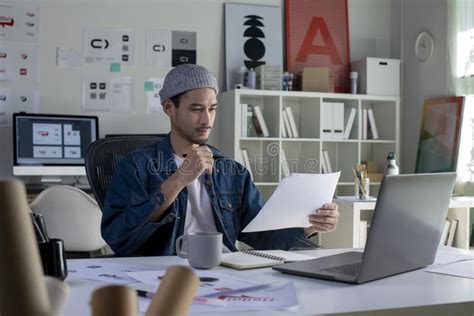 Asian Man Graphic Designer Working In Office Artist Creative Designer Illustrator Graphic Skill