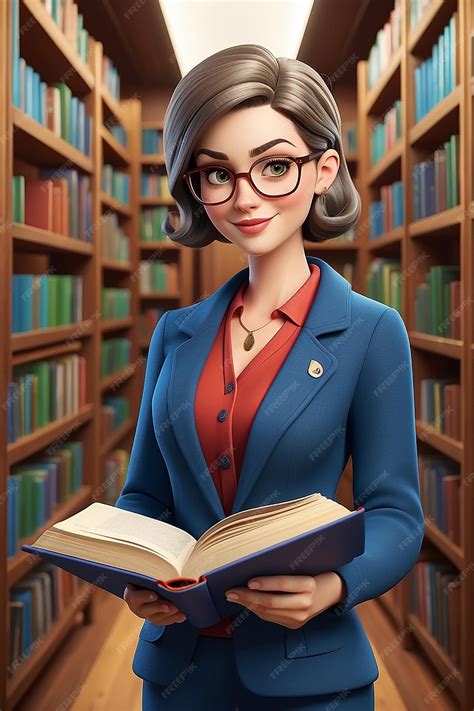 Premium Photo Librarian Cartoon Character 3d Animation Illustration Guide