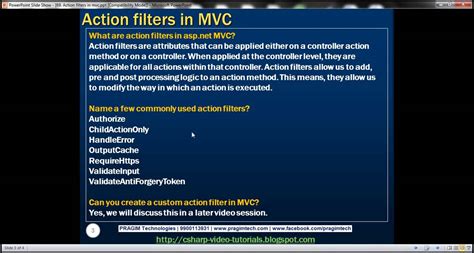 Part 69 Action Filters In Mvcmp4 Youtube