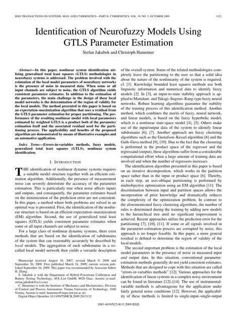 Pdf Identification Of Neurofuzzy Models Using Gtls Parameter Estimation