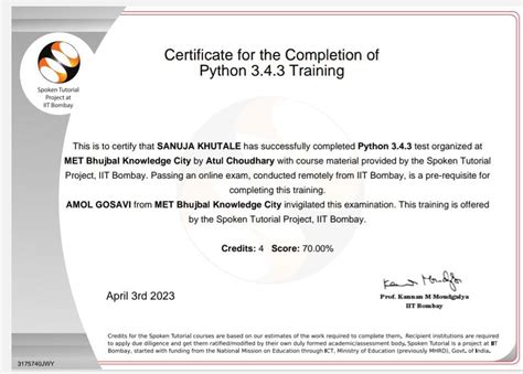 Sanuja Khutale On Linkedin Python Certification Iitbombay
