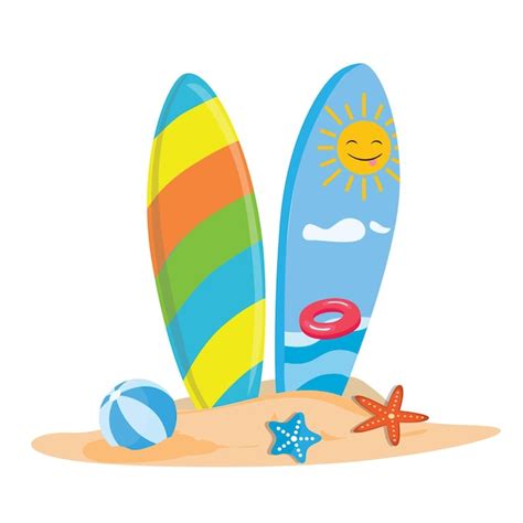 Surfboard Clip Art Vectors And Illustrations For Free Download Freepik