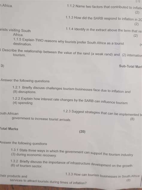 Answer The Following Questions 121 Briefly Discuss Challenges Tourism