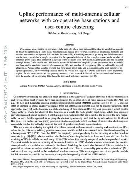 uplink performance of multi antenna cellular networks with co operative