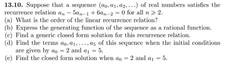 solved 13 10 suppose that a sequence ao a1 a2 of real