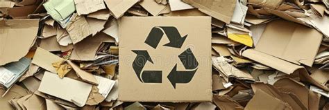 Recycling Symbol On Brown Cardboard Amidst Fragments Stock Illustration Illustration Of