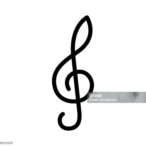 웹 사이트 및 음악 응용 프로그램에 대한 고전적인 고음 음자리 기호 음악을 위한 그래픽 선형 격리된 로고 벡터 그림입니다 높은음