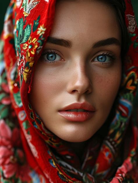 Stunning Russian Beauty Captivating Facial Features In A Photo • Promptden