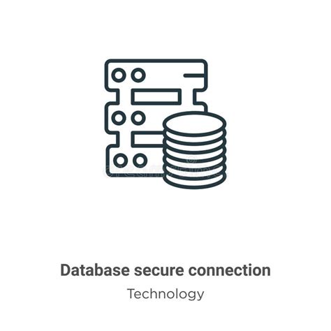 Database Secure Connection Outline Vector Icon Thin Line Black Database Secure Connection Icon