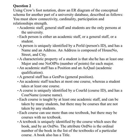 Solved Question Using Crow S Foot Notation Draw An ER Chegg Com