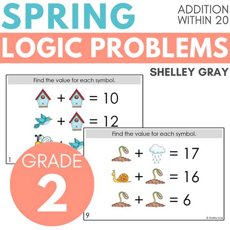 Spring Themed Math Logic Problems Puzzles For Addition To 20 Problem Shelley Gray Teaching