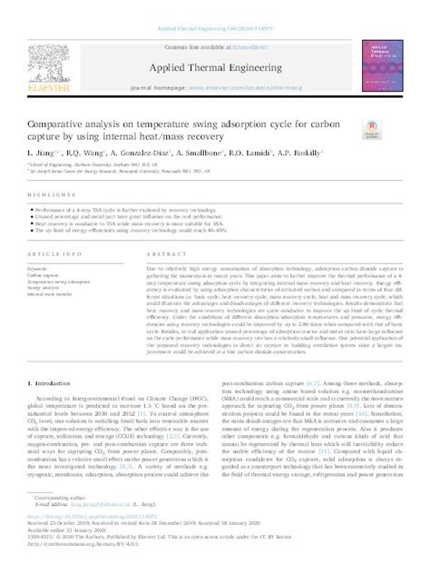 Comparative Analysis On Temperature Swing Adsorption Cycle For Carbon Capture By Using Internal
