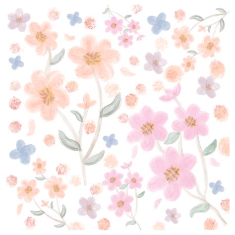 손으로 그린 꽃 패턴 원활한 꽃 플라워 패턴 디자인 수채화 예술 Png 일러스트 및 Psd 이미지 무료 다운로드 Pngtree