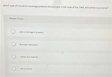 Solved Which Type Of Insurance Coverage Protects The