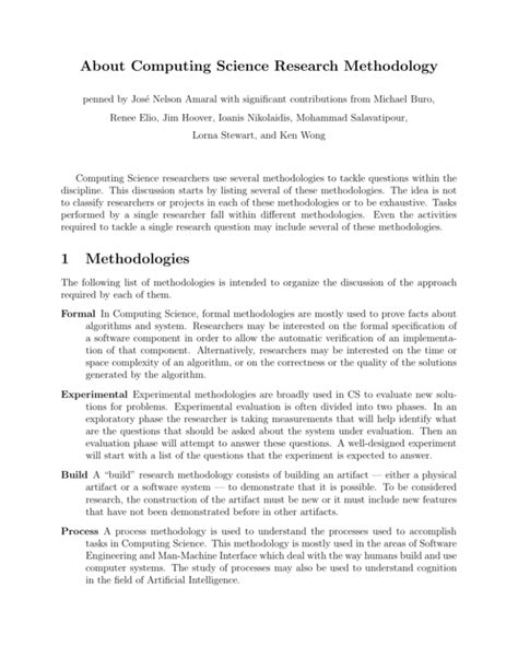 Computing Science Research Methodologies Guide