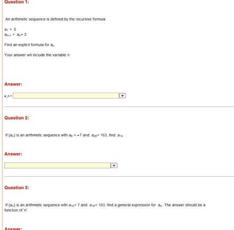 Solved Question An Arithmetic Sequence Is Defined By The Chegg
