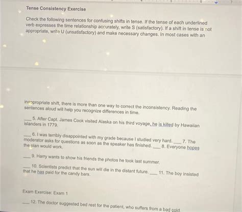 Solved Tense Consistency Exercise Check The Following