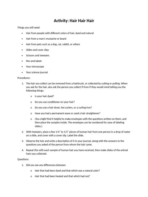 Activity 1 Microscopy Pdf Hair Beauty