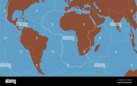 Outline Of The African Tectonic Plate With The Borders Of Surrounding