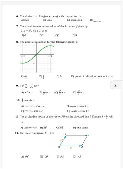The Derivative Of Log Sec X Tan X With Respect To X Is A Opera