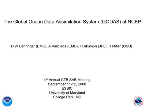 PPT The Global Ocean Data Assimilation System GODAS At NCEP PowerPoint Presentation ID
